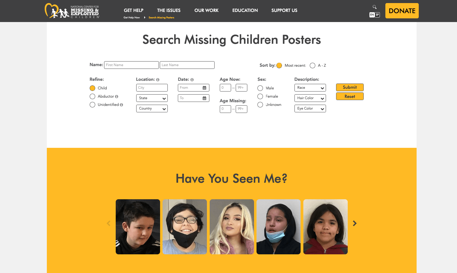 Missing Children Search By NCMEC - Find My Parent
